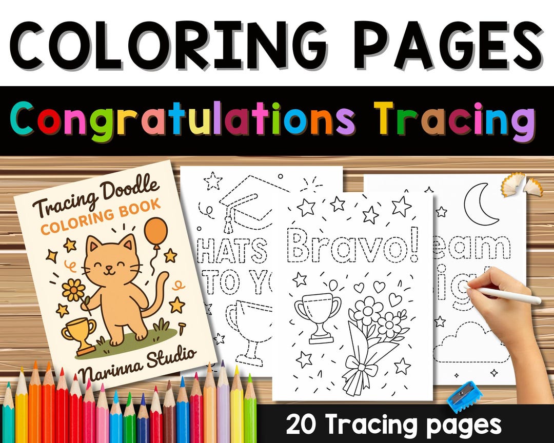 Tracing Doodle Coloring Pages - Congratulations Activities for Kids PDF ...