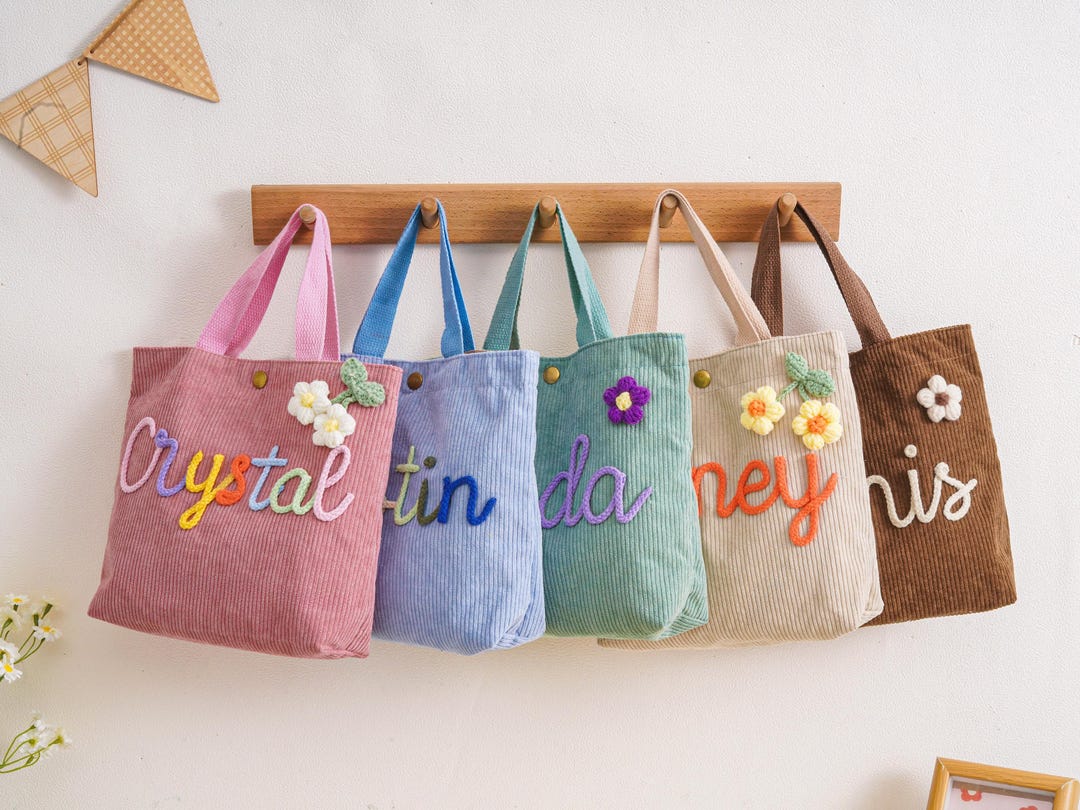 Custom Name Handbag,corduroy Name Tote Handbag,children's Name Handbag ...