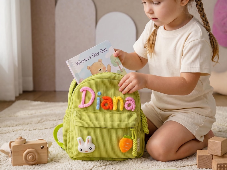 Personalized Toddler Backpack,custom Name School Bag,corduroy Preschool ...