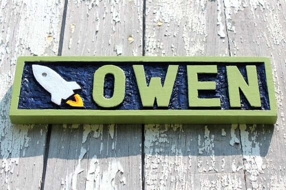 PERSONALIZED NAME Sign Hand Carved Wood Rocket Sign Customized | Etsy