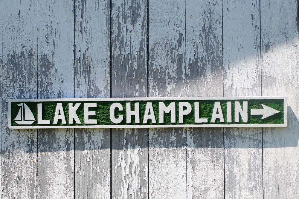Lake Champlain Wooden Sign Hand Carved Vermont Wall Art Lake - Etsy