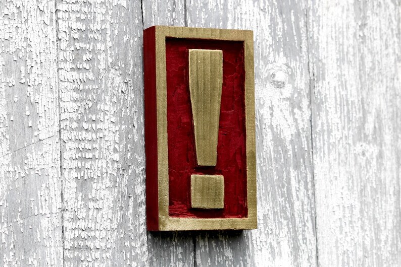 EXCLAMATION POINT Sign Hand Carved Wood Sign Punctuation Home Decor ...