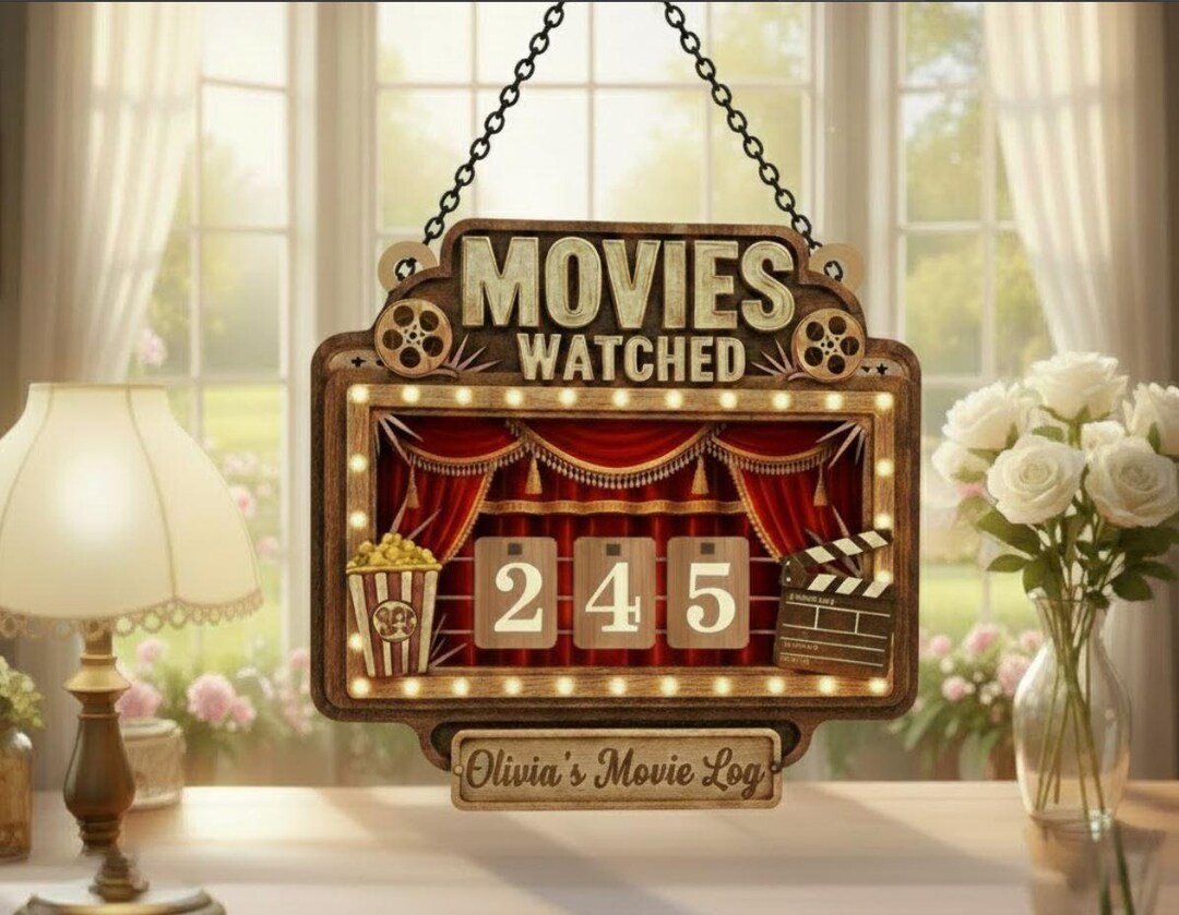 Personalized Movies Watched Log Counter Custom Movie Marquee Sign Gift ...