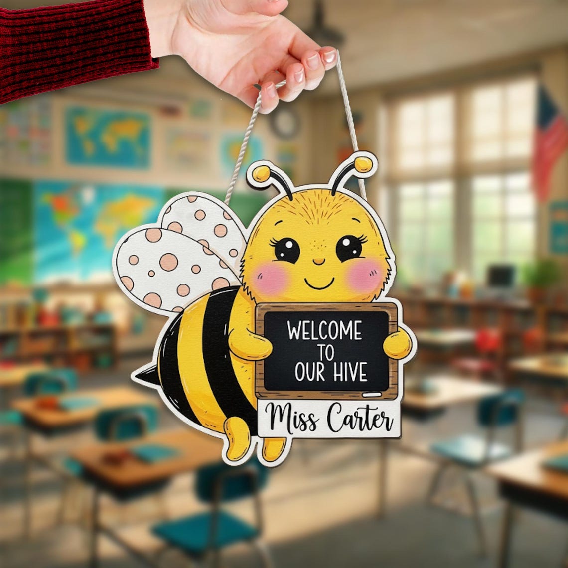 Bee Classroom Door Sign, Welcome to Our Hive Teacher Sign, Personalized ...