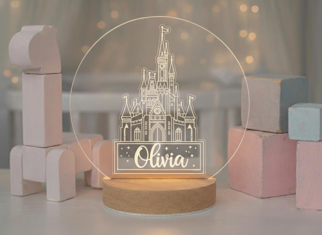 Personalized Princess Castle Night Light - Custom LED Lamp for Kids ...