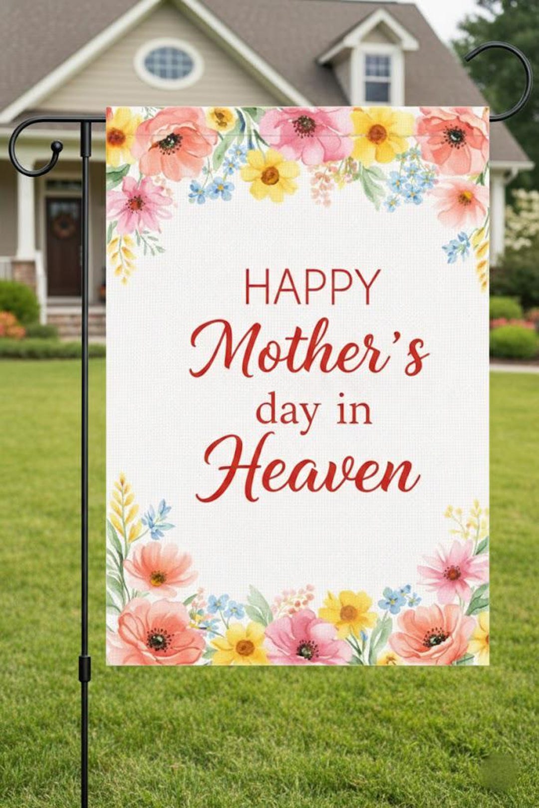 Happy Mother’s Day in Heaven Garden Flag, Memorial Mom Outdoor Flag ...