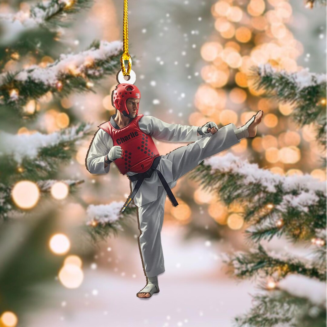 Personalized Taekwondo Ornament - Custom Name Martial Arts Christmas ...