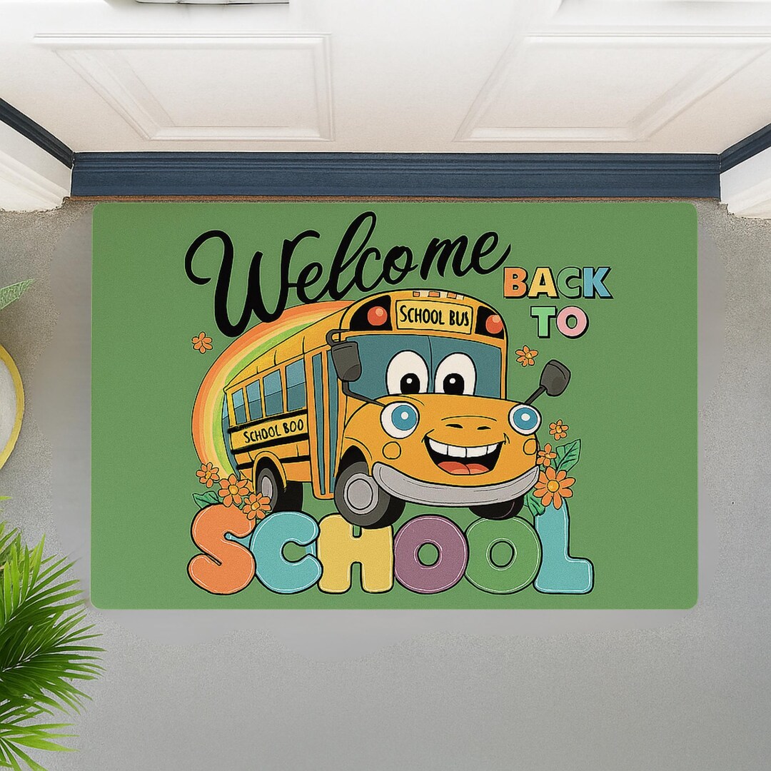 Welcome Back to School Doormat, Cute Yellow Bus Mat for Classroom Decor ...