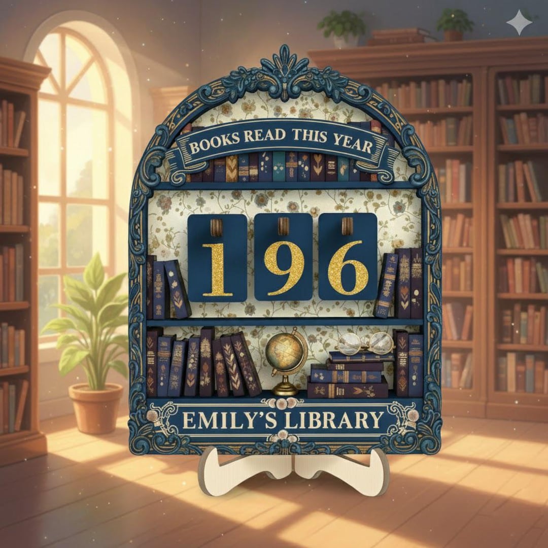 Personalized Reading Tracker Book Counter Custom Library Decor Gift for ...