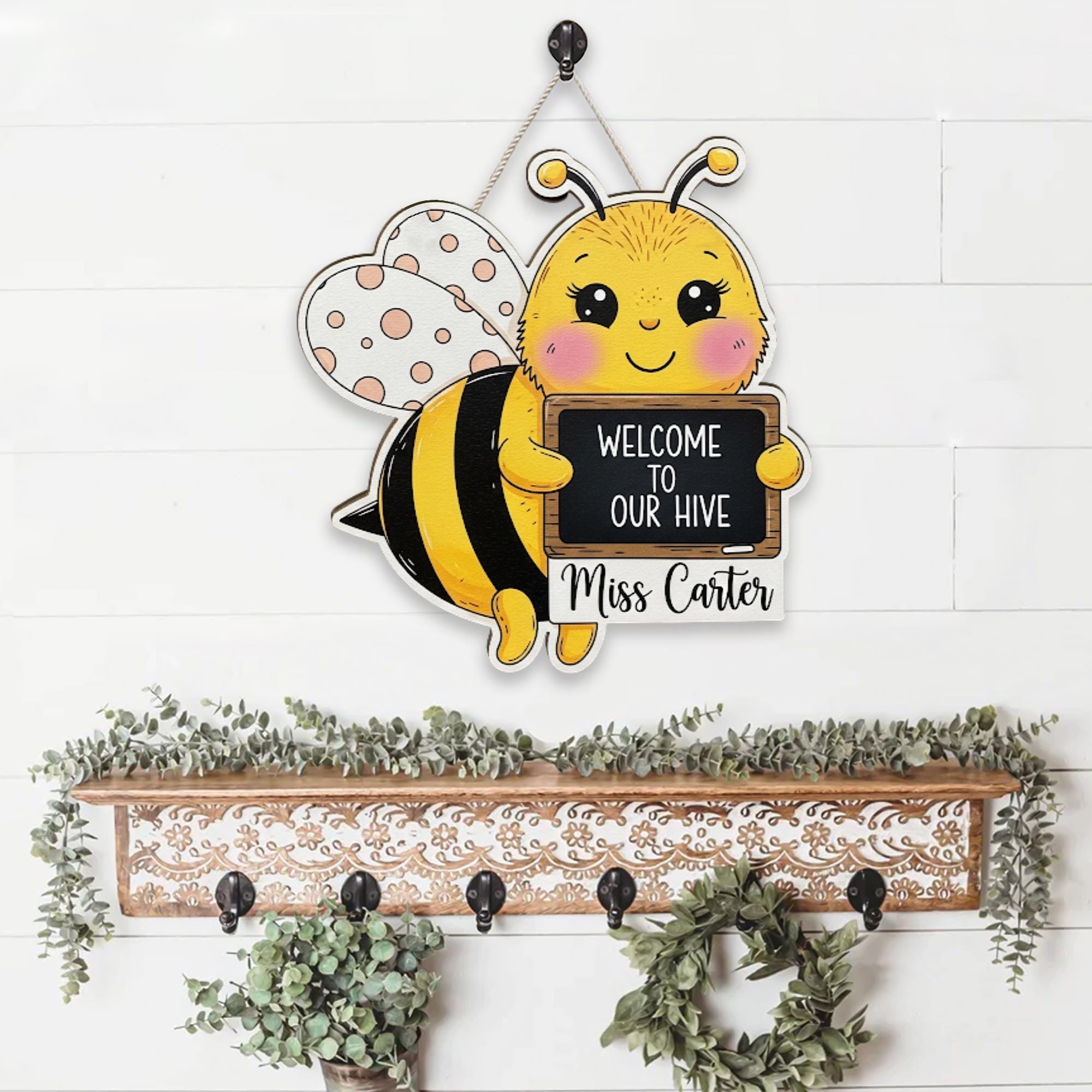 Bee Classroom Door Sign, Welcome to Our Hive Teacher Sign, Personalized ...