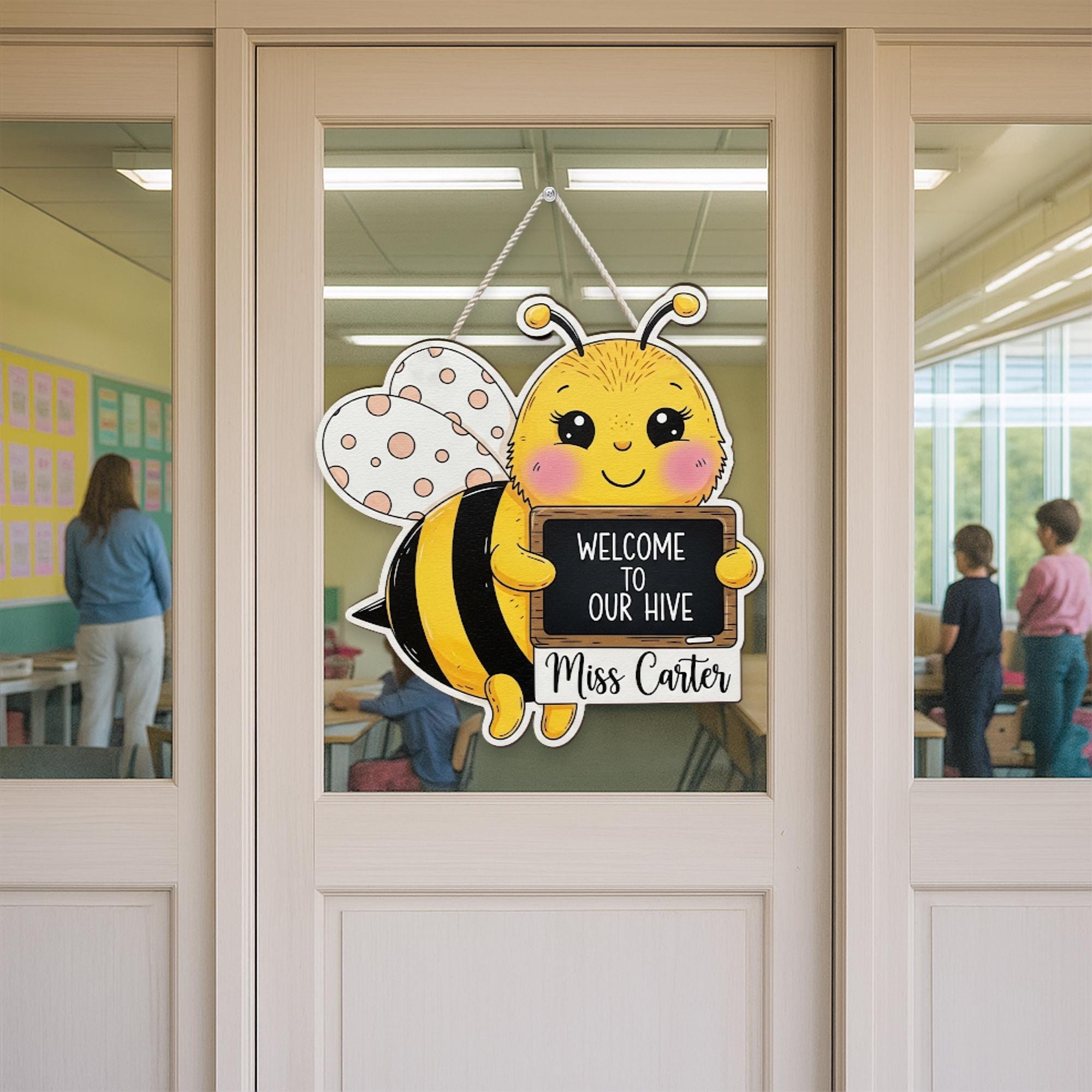 Bee Classroom Door Sign, Welcome to Our Hive Teacher Sign, Personalized ...