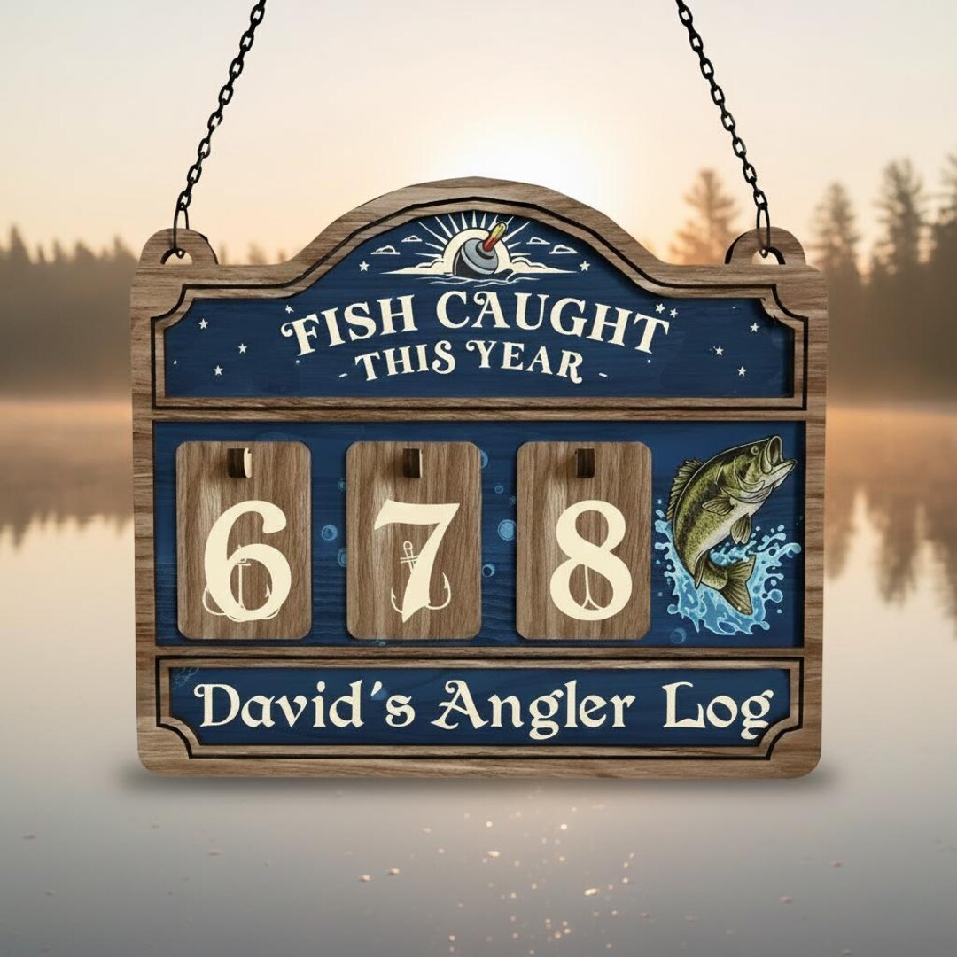 Personalized Fish Caught This Year Tracker Sign, Custom Fishing Goal ...