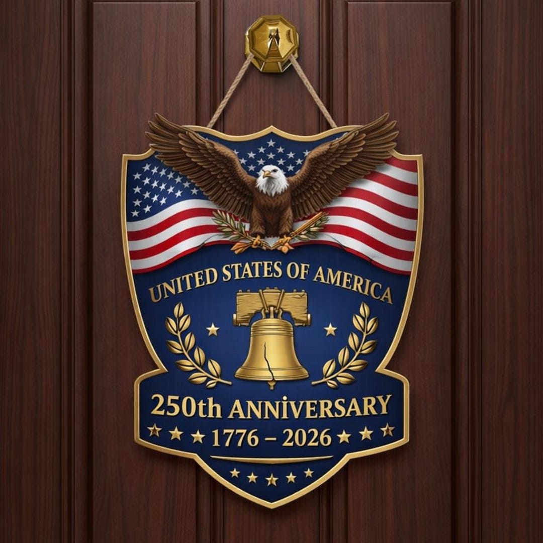 USA 250th Anniversary Door Sign 1776 2026 Patriotic Eagle Decor America ...