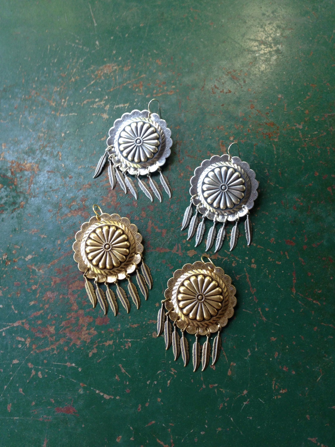 Dreamcatch Feather Concho Earrings