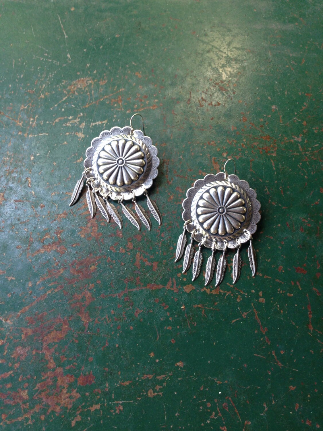 Dreamcatch Feather Concho Earrings