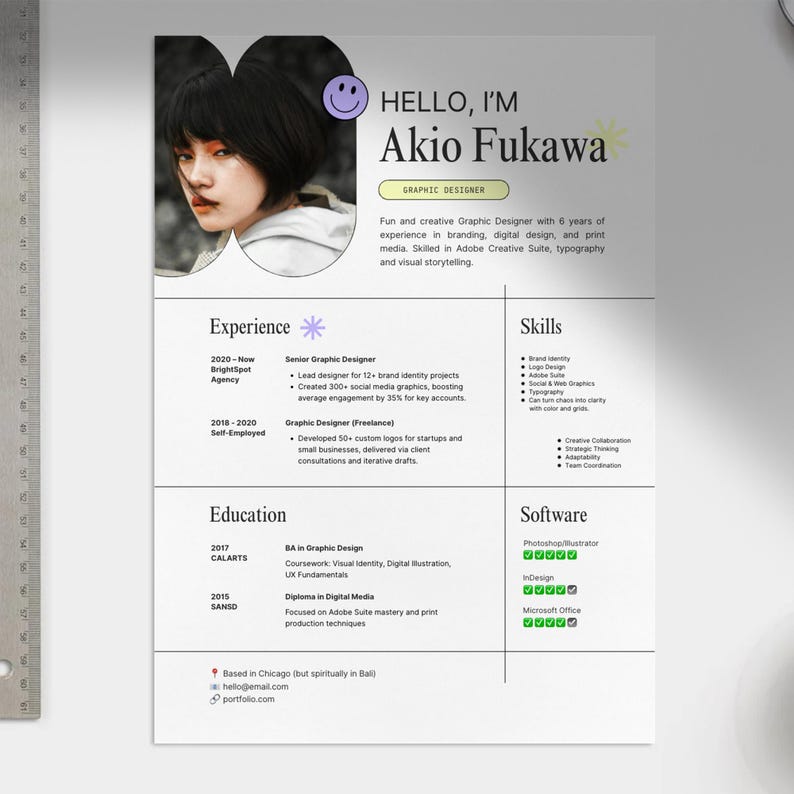 Creative Fun Resume Template With Cover Letter – Editable Canva CV ...