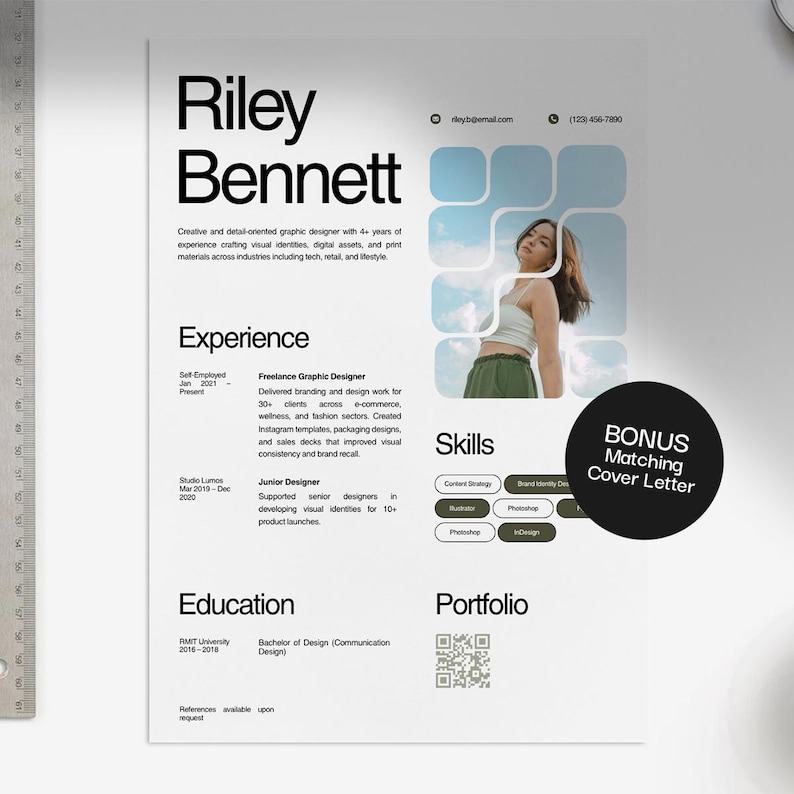 Modern Graphic Designer Resume Template + Cover Letter | Canva Free ...