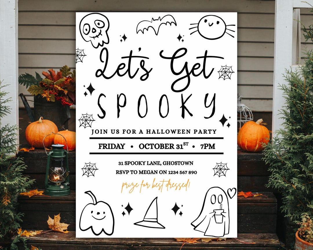 Let’s Get Spooky Halloween Invitation Template - Editable 5x7 Digital ...