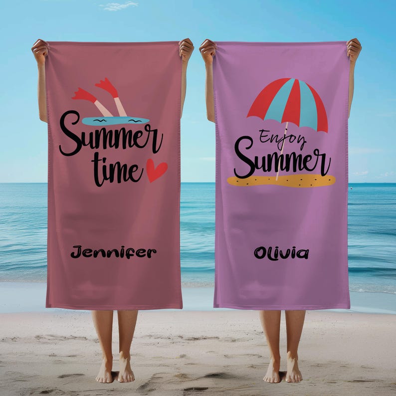 Personalized Summer Theme Beach Towel, Custom Vacation Gift - Etsy