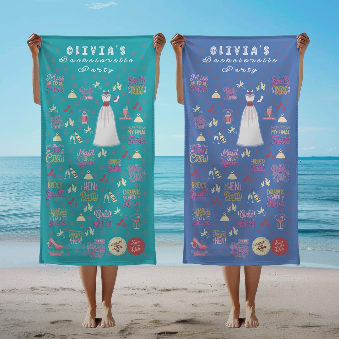 Personalized Bachelorette Party Name Beach Towel, Custom Bachelorette ...