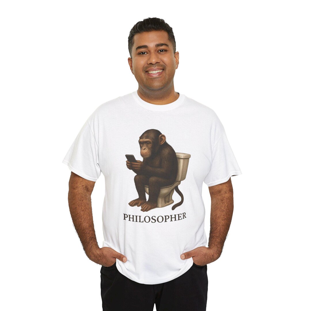 Funny Philosopher Monkey T-shirt | Social Media Tee | White Elephant ...