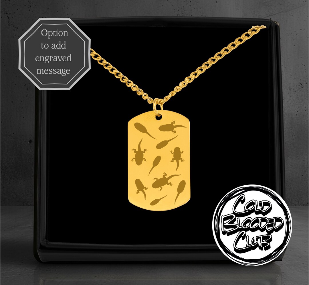 Tadpole Engraved Tag Necklace - Custom Personalised Message Option ...