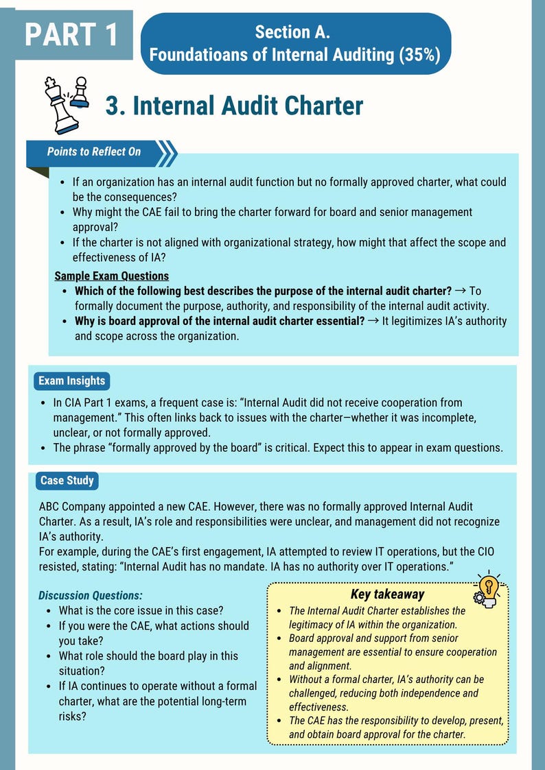 CIA Exam Study Guide – Part 1: Internal Audit Fundamentals | Summary ...