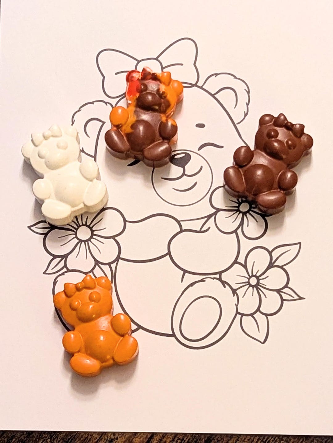 Teddy Bear Crayons: Handmade Coloring Pack With Bow - Etsy