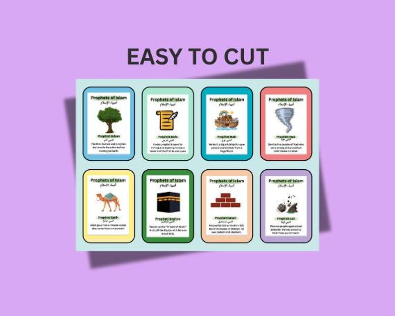 Prophets of Islam Cards: Islamic Learning Flashcards (digital Download ...