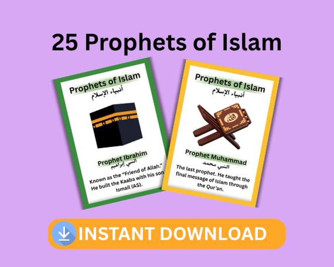 Prophets of Islam Cards: Islamic Learning Flashcards (digital Download ...