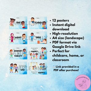 Feelings and Emotions Posters for Kids | Printable A4 Social Emotional ...