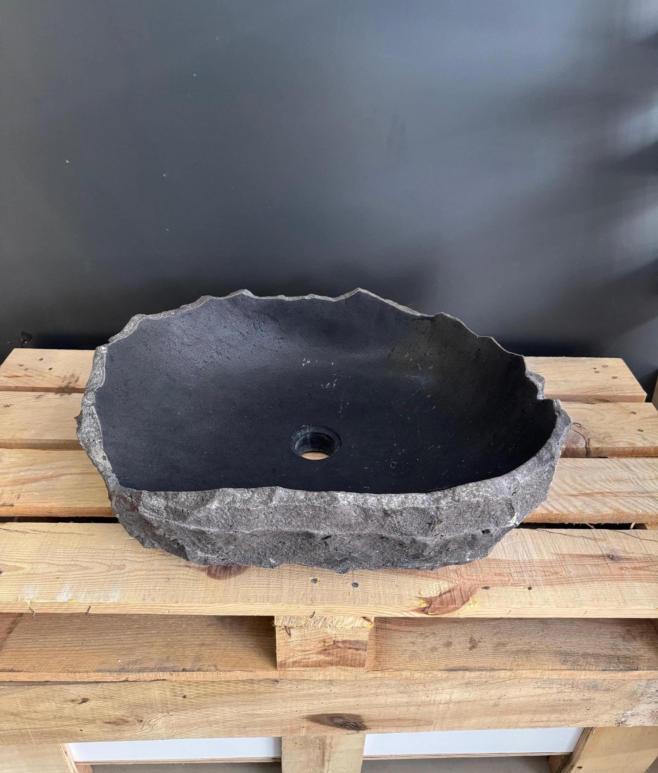 Black Basalt Vessel Sink, Farmhouse Bathroom Vanity, Handcrafted Stone ...