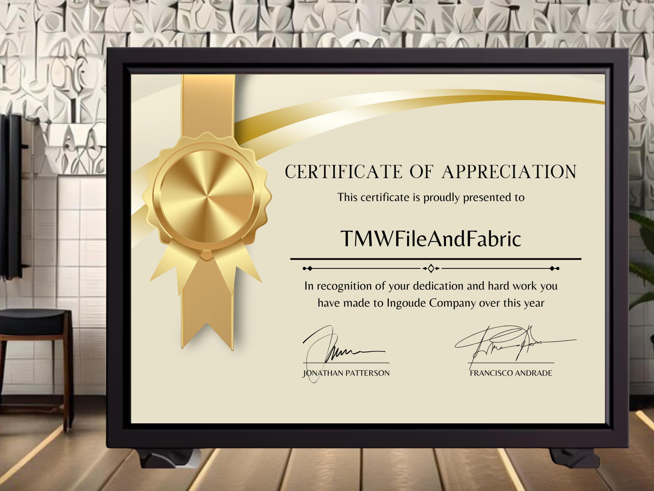 Gold Certificate of Appreciation Template | Elegant Editable Award ...