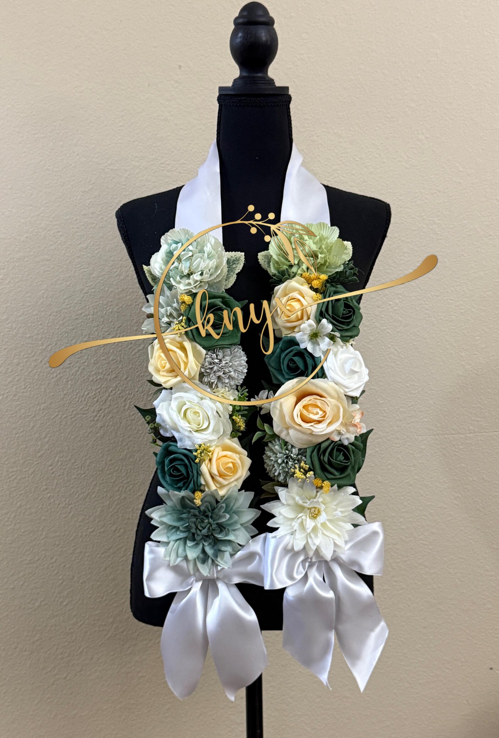 Handmade Green & Yellow Graduation Flower Lei; Graduation Keepsake ...