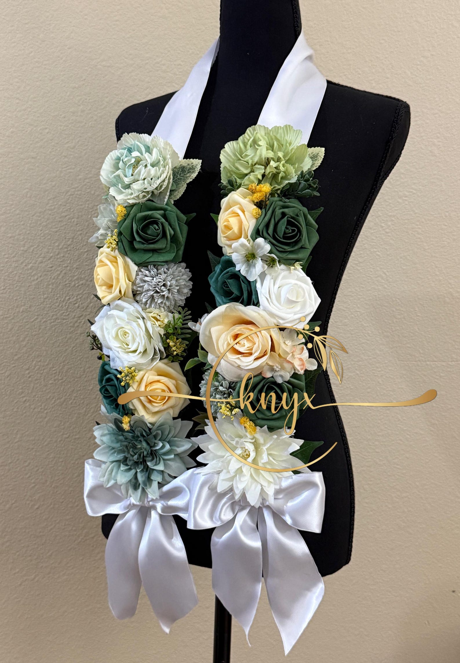 Handmade Green & Yellow Graduation Flower Lei; Graduation Keepsake ...
