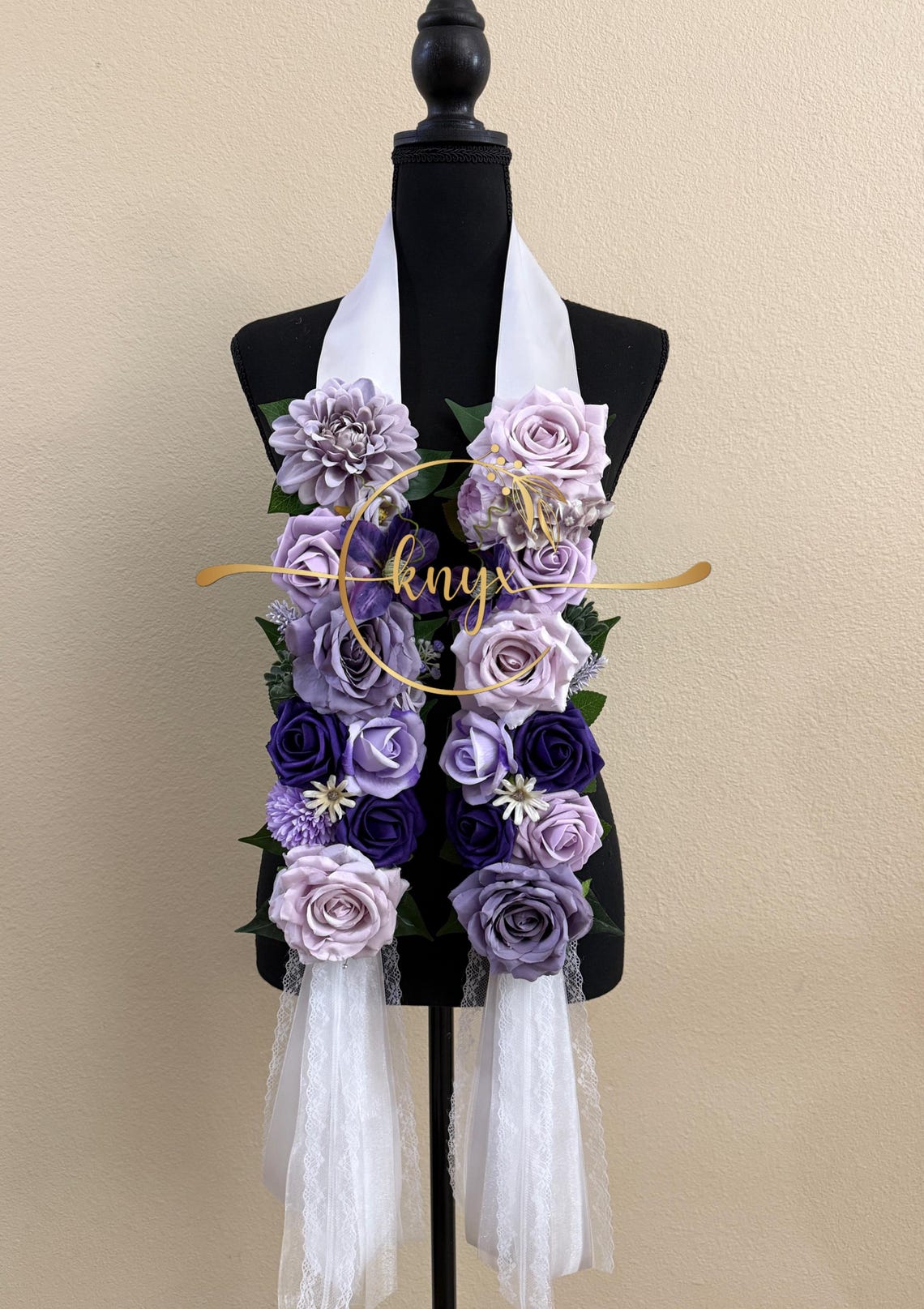 Unique Graduation Flower Lei ( Purple) With Long Ribbon Tail Original ...