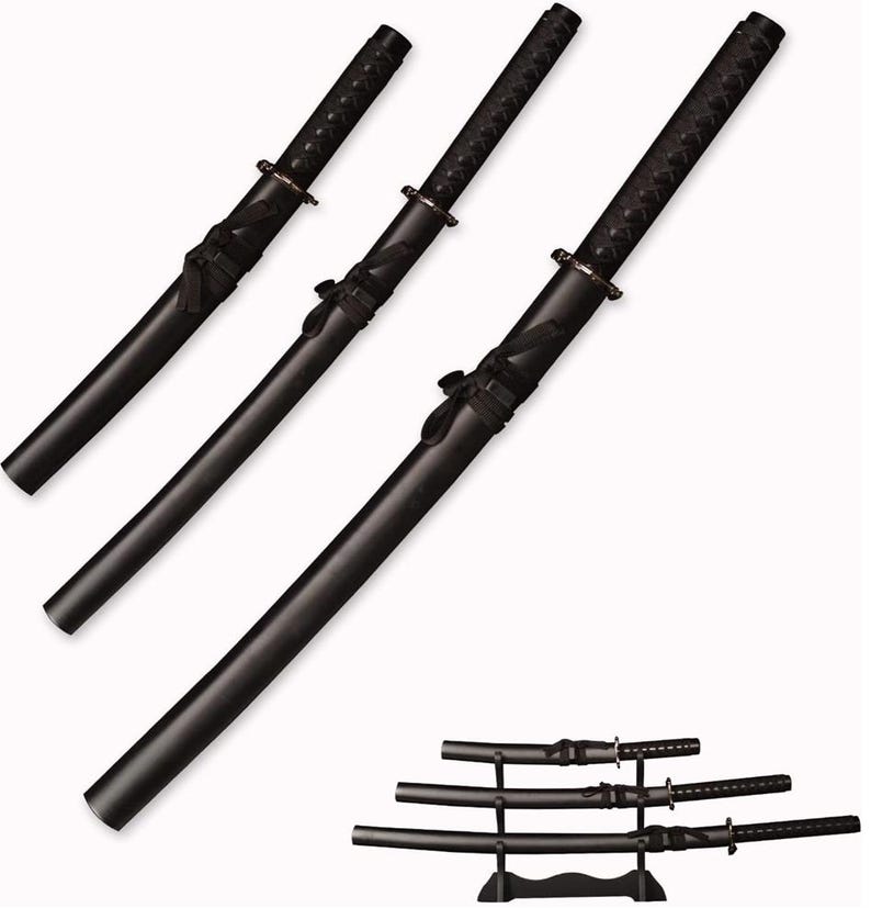Handmade 1060 Carbon Steel Samurai Sword Set: Katana, Wakizashi, Tanto ...