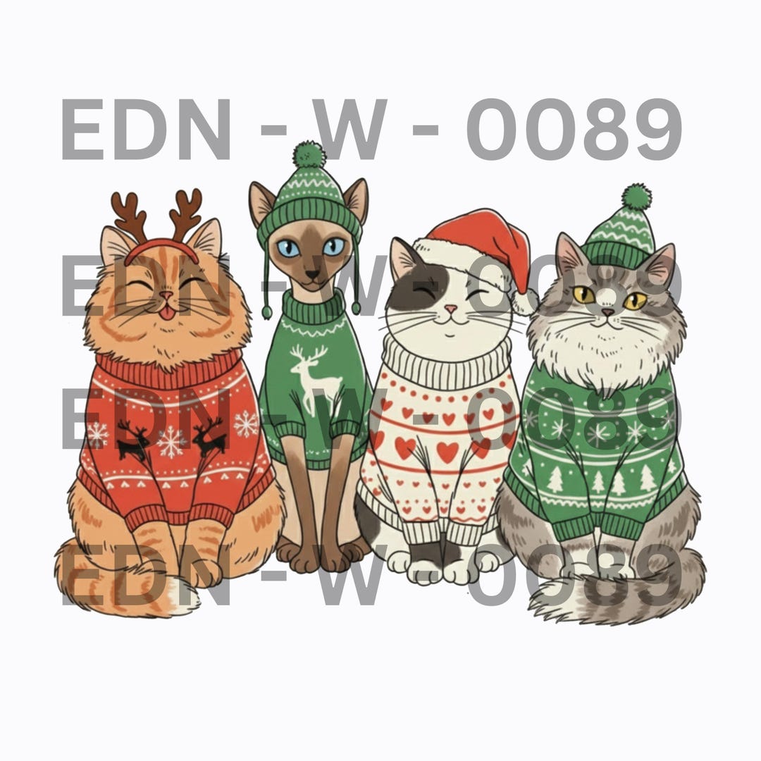 Meowy Christmas PNG – Cute Christmas Cat PNG, Retro Xmas Cat Artwork ...