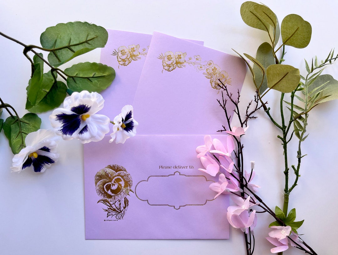 Stationery Gold Foiled Letter Writing Sheets and Envelopes Antique ...