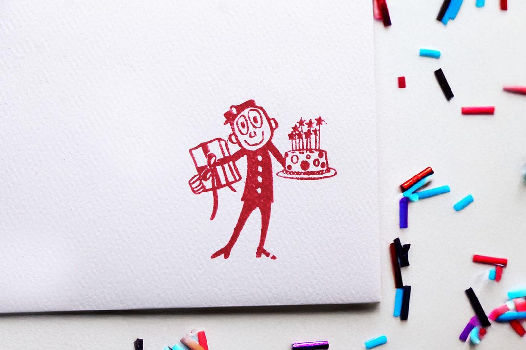 Mr Zip Happy Birthday Rubber Stamp Bujo Scrapbooking Snail Mail ...