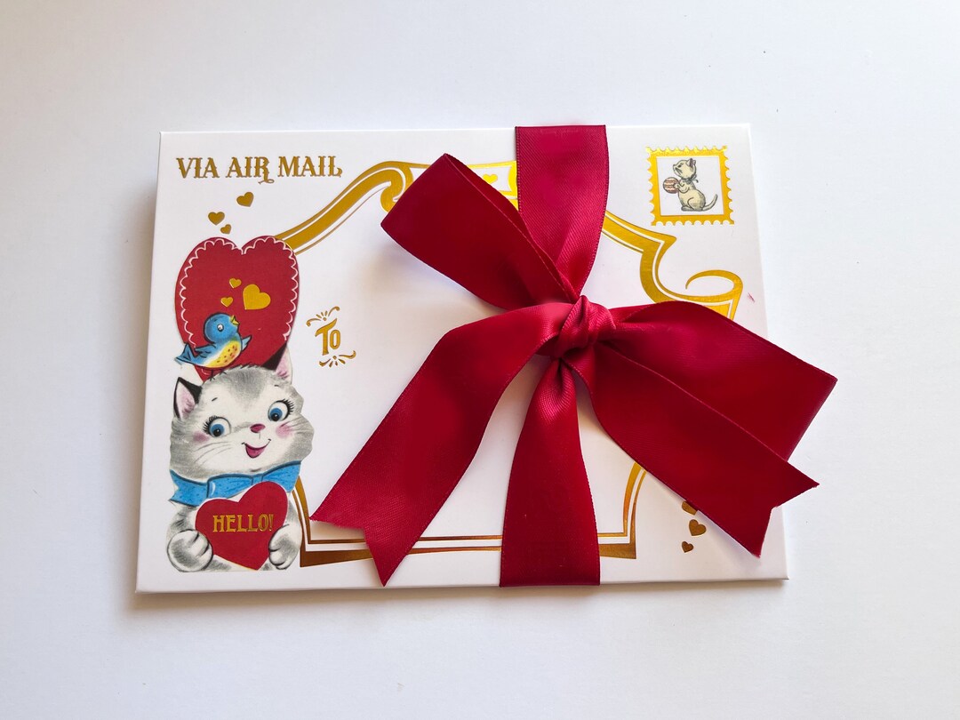 Thank You Kitty Vintage Card With Sturdy Scalloped Envelope Heavy ...