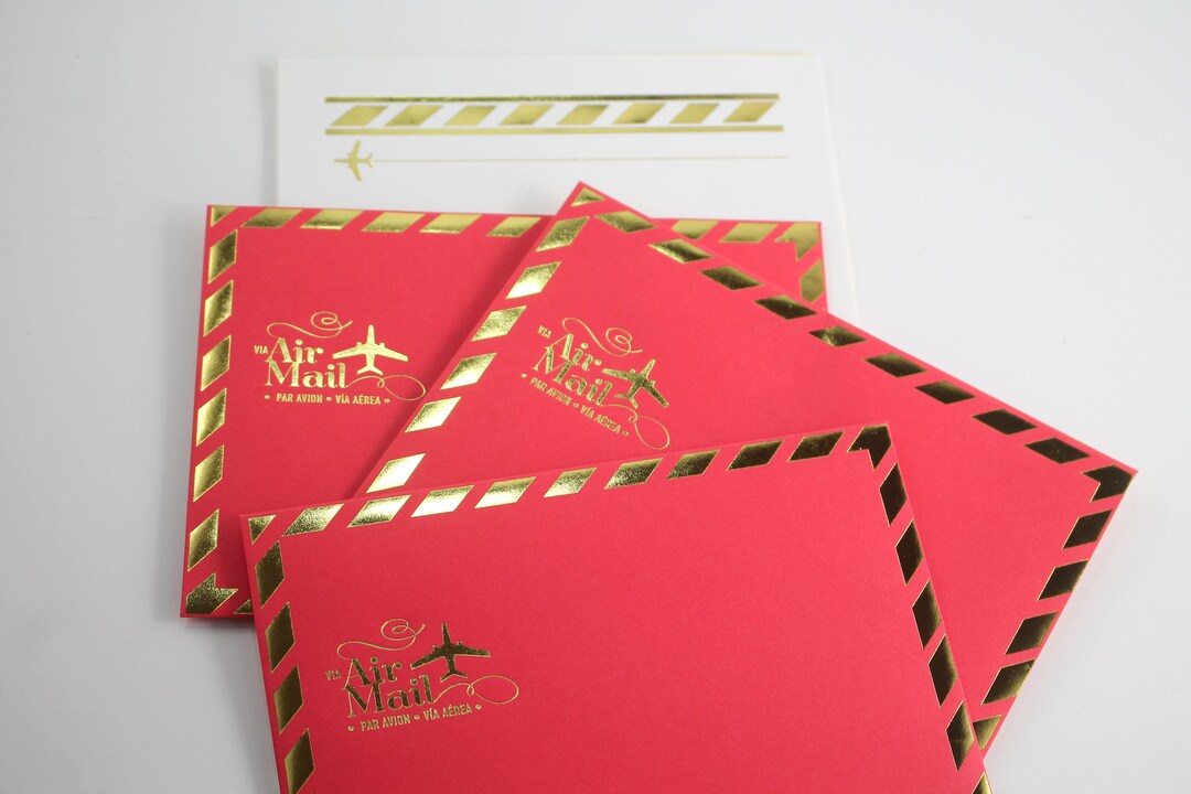 Red Air Mail Letter Writing Set/ Paper Kit for Snail Mail Lovers ...