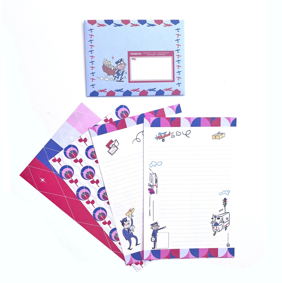 Mr Zip Mid Century Stationery Set Double-sided Letter Writing Sheets ...