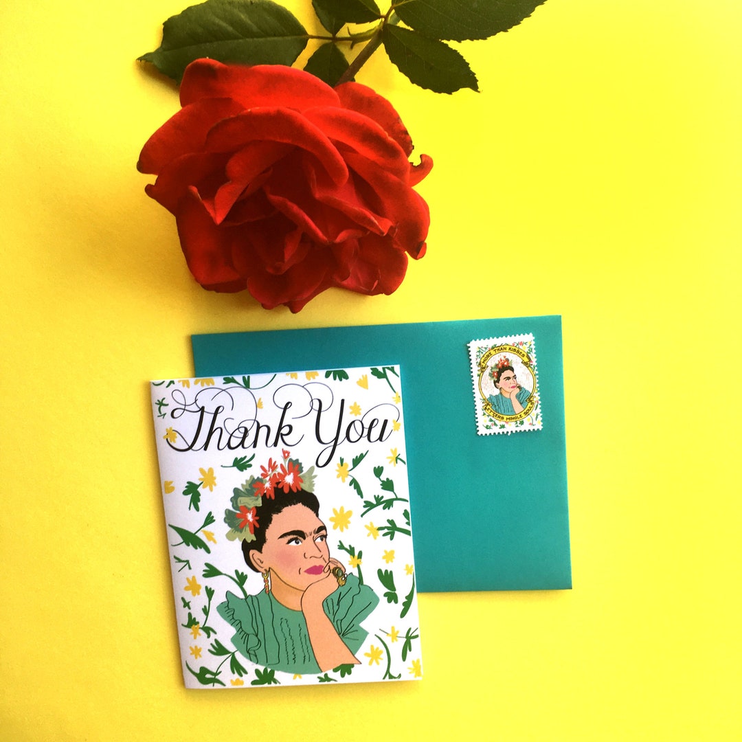 Frida Kahlo Thank You Card W/fake Frida Postage Faux Postage Artist ...