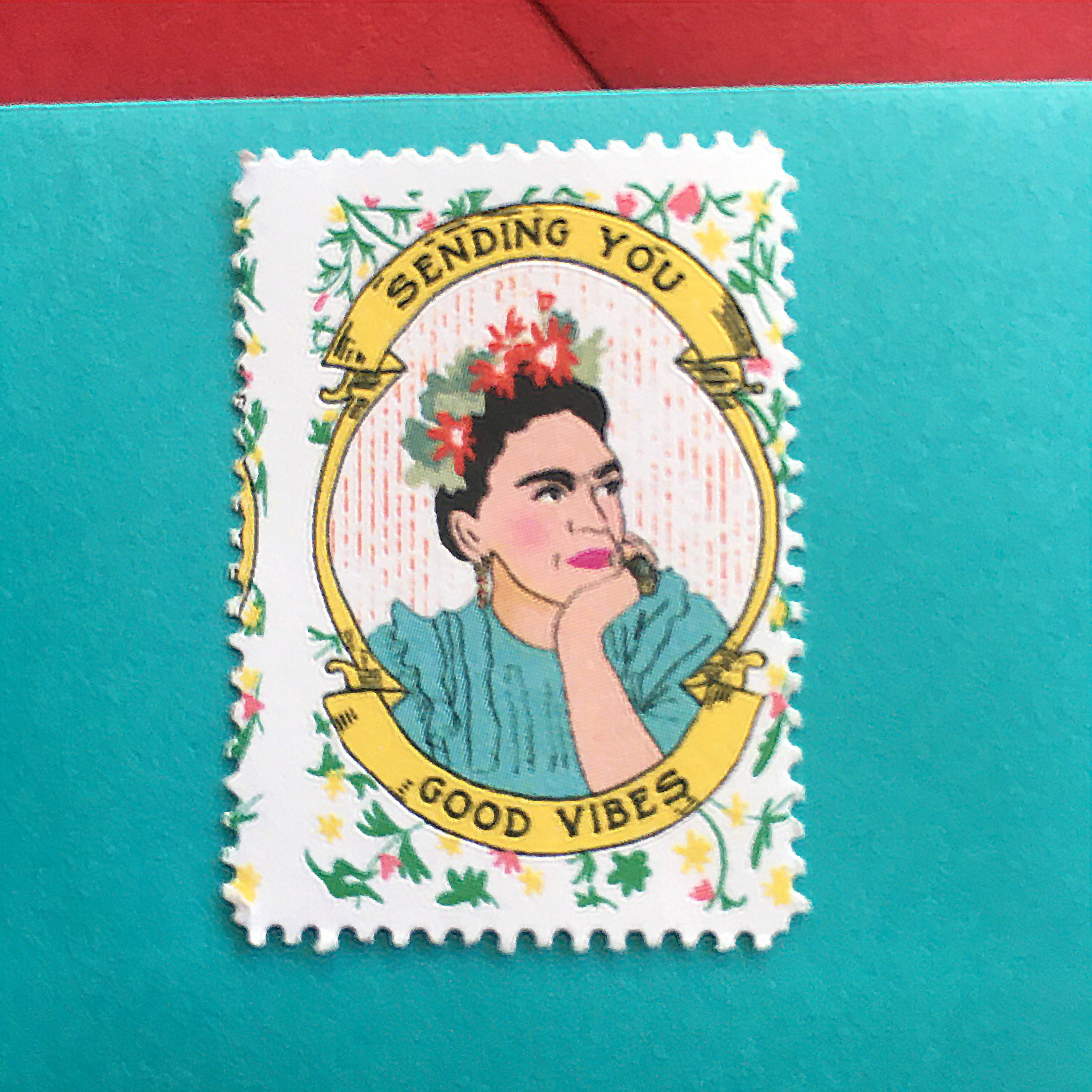 Frida Kahlo Thank You Card W/fake Frida Postage Faux Postage Artist ...