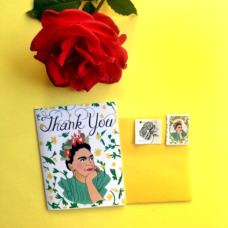 Frida Kahlo Thank You Card W/fake Frida Postage Faux Postage Artist ...
