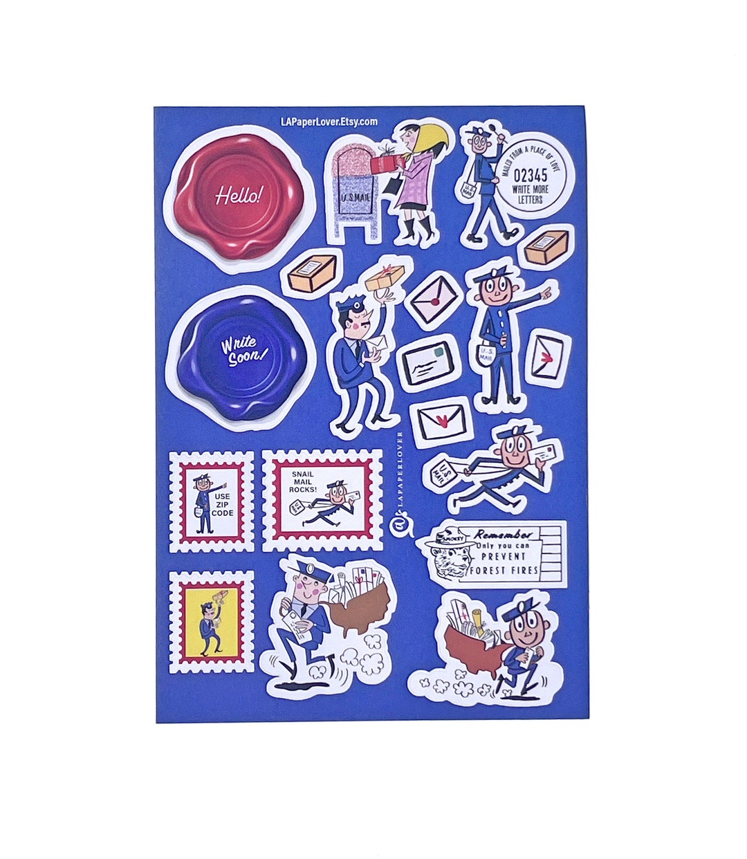 Mr Zip Sticker A6 Sheet Perfect for Snail Mail Pen Pal Gift Vintage Mid ...