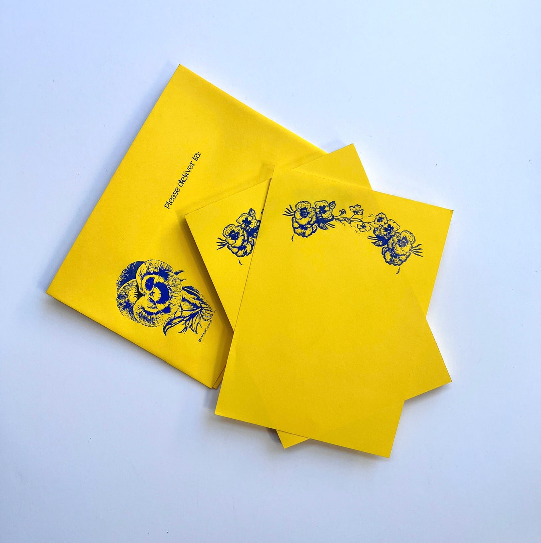 Yellow Floral Beautiful Notepad 70 Letter Writing Sheets Each One Has ...