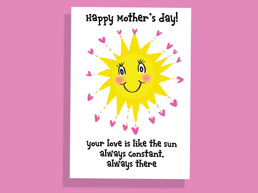 Happy Mother's Birthday Card You Are Like the Sun Mom Beautiful Sweet ...