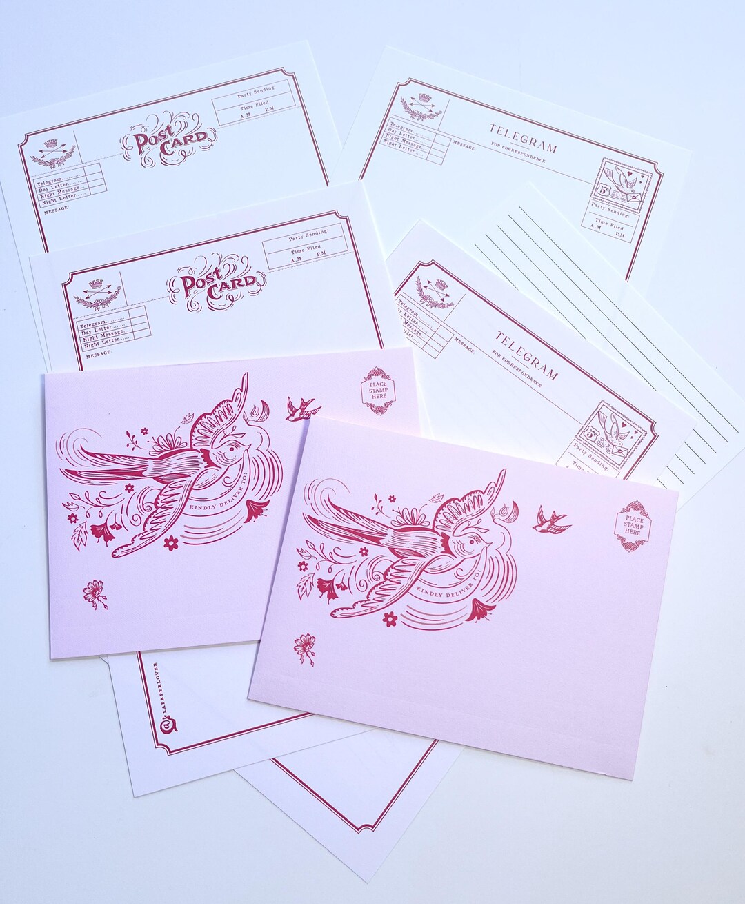 Dove Bird Stationery Set With Postcard Telegram Writing Sheets W ...